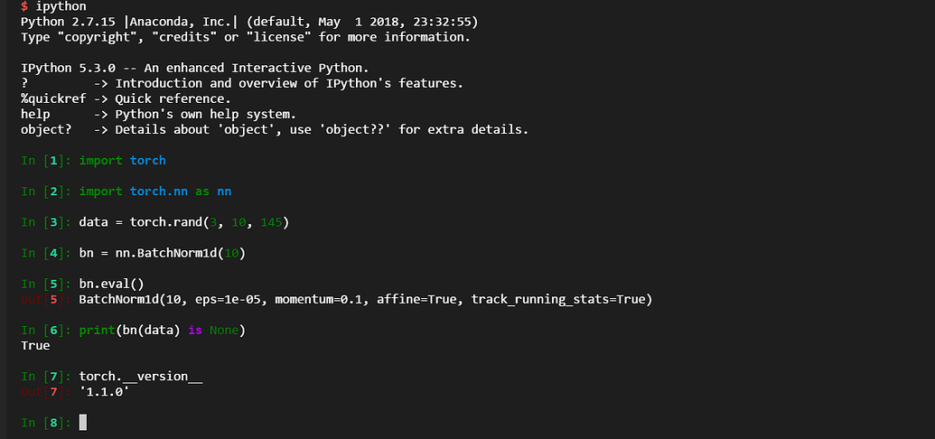 Output None when using batchnorm1d in eval mode? - PyTorch Forums