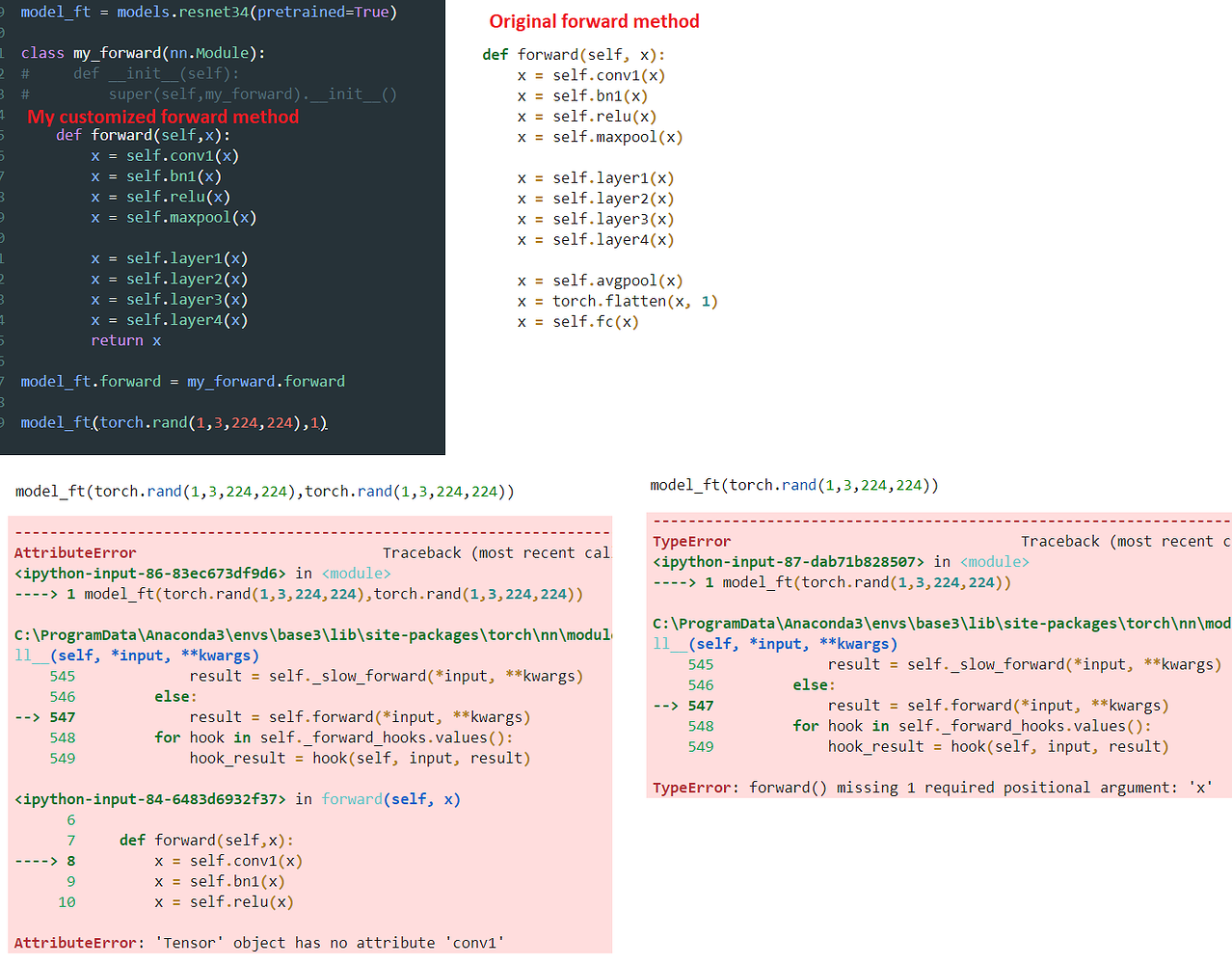 How can I replace the forward method of a predefined torchvision model ...