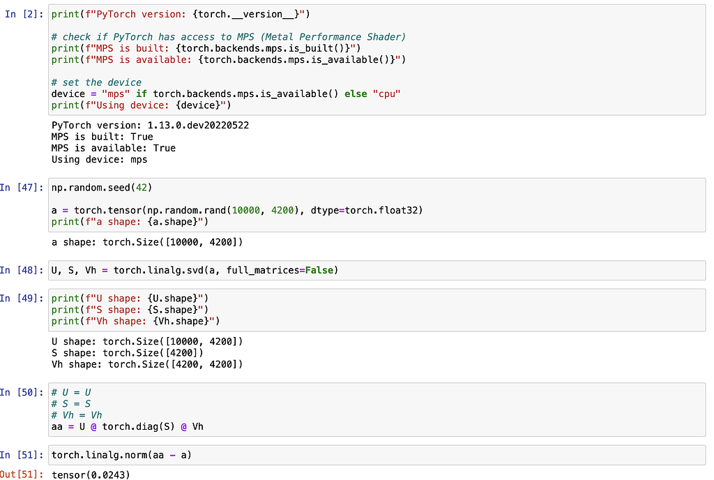Torch SVD computation on mps has a large error compared to cpu - mps - PyTorch Forums