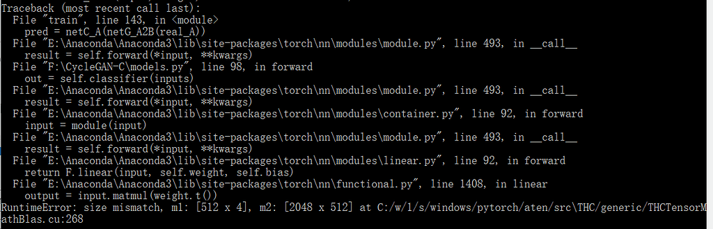 RuntimeError: size mismatch, m1: [512 x 4], m2: [2048 x 512] - PyTorch Forums