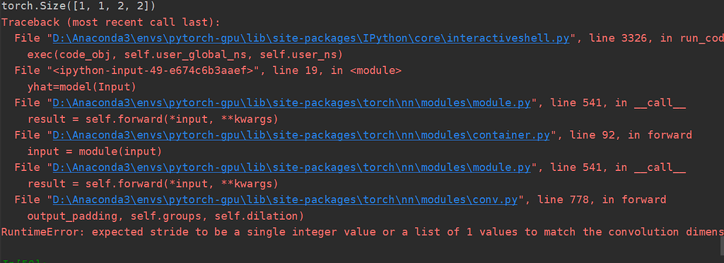 Expected stride to be a single integer value or a list of 1 values to match the convolution ...