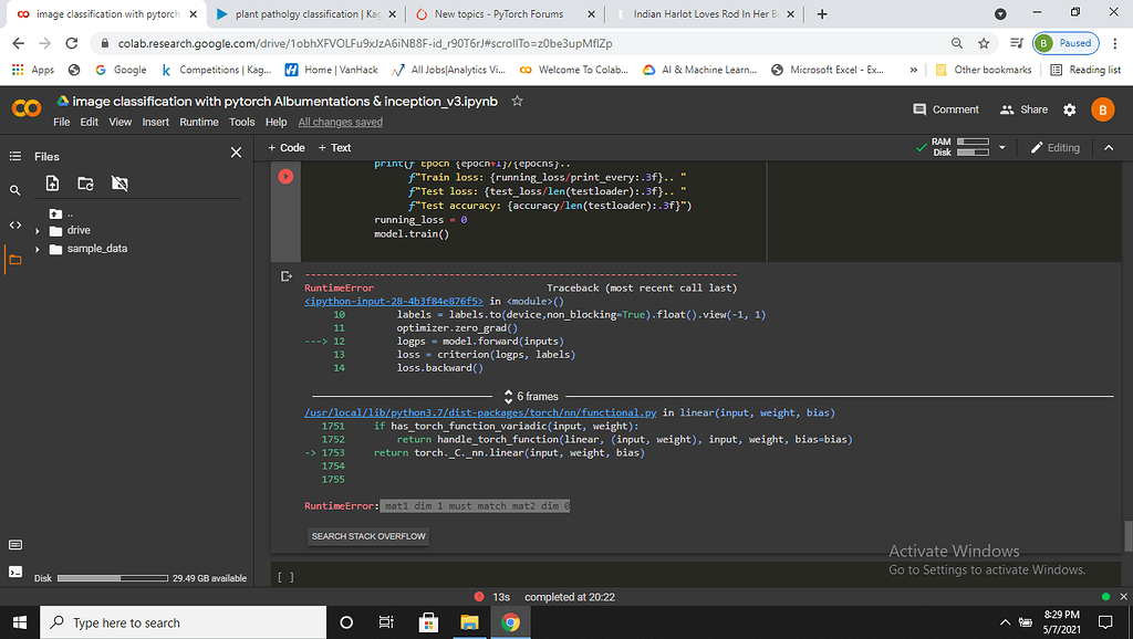 Runtime error in pytorch pretrained model - PyTorch Forums