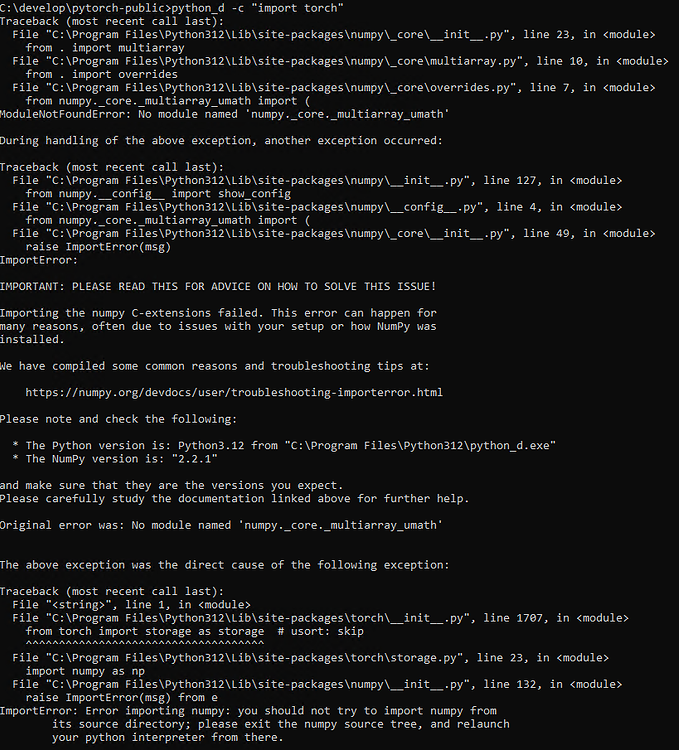 Windows Debug Build GIL Error When Importing Torch - windows - PyTorch Forums