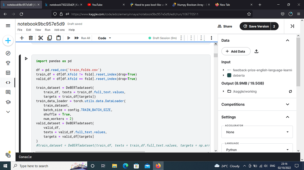 Boolean array expected for the condition, not float - nlp - PyTorch Forums