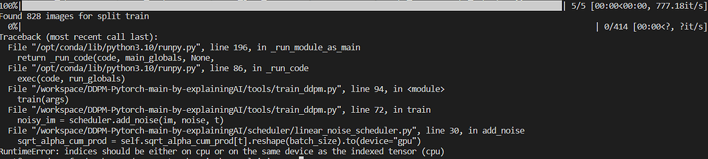 RuntimeError: indices should be either on cpu or on the same device as the indexed tensor (cpu ...