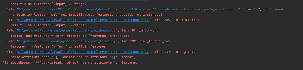AttributeError: 'FPNCamRoiHeads' object has no attribute 'in_features' - PyTorch Forums