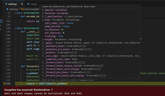 Mat1 and mat2 must have the same dtype, but got Double and Float ...