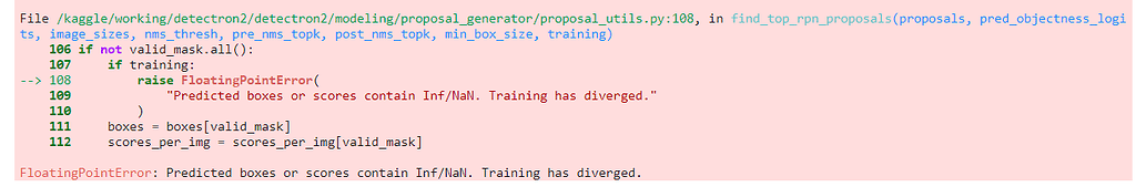 FloatingPointError: Predicted boxes or scores contain Inf/NaN. Training has diverged - vision ...