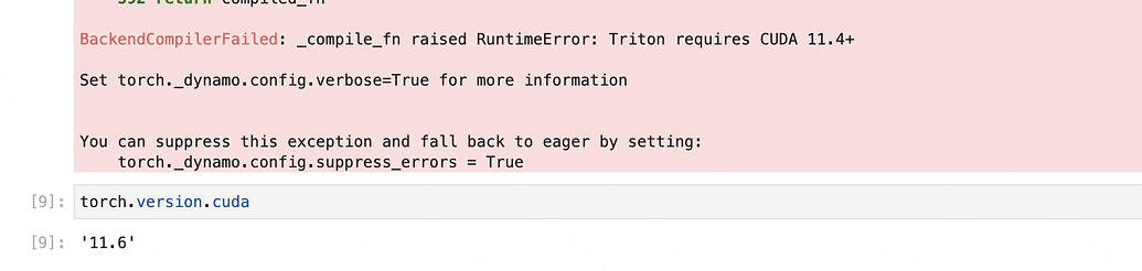 BackendCompilerFailed: _compile_fn raised RuntimeError: Triton requires ... BackendCompilerFailed: _compile_fn raised RuntimeError: Triton requires ...