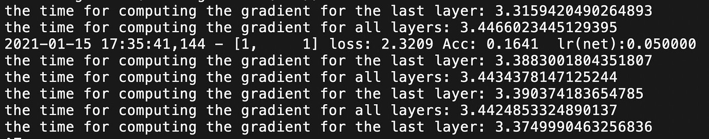 Why it takes the same time to calculate the gradient of the last layer and all the gradients ...