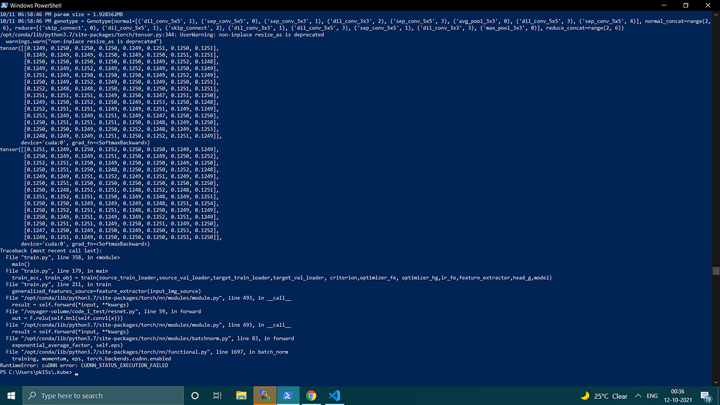 CUDNN_STATUS_EXECUTION_FAILED help needed - vision - PyTorch Forums